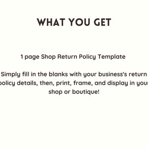 Return Policy Shop Sign CANVA Template, Boutique Return Policy Sign ...