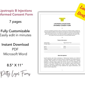 Lipotropic B Injection Informed Consent Form Lipo B Consent Template ...
