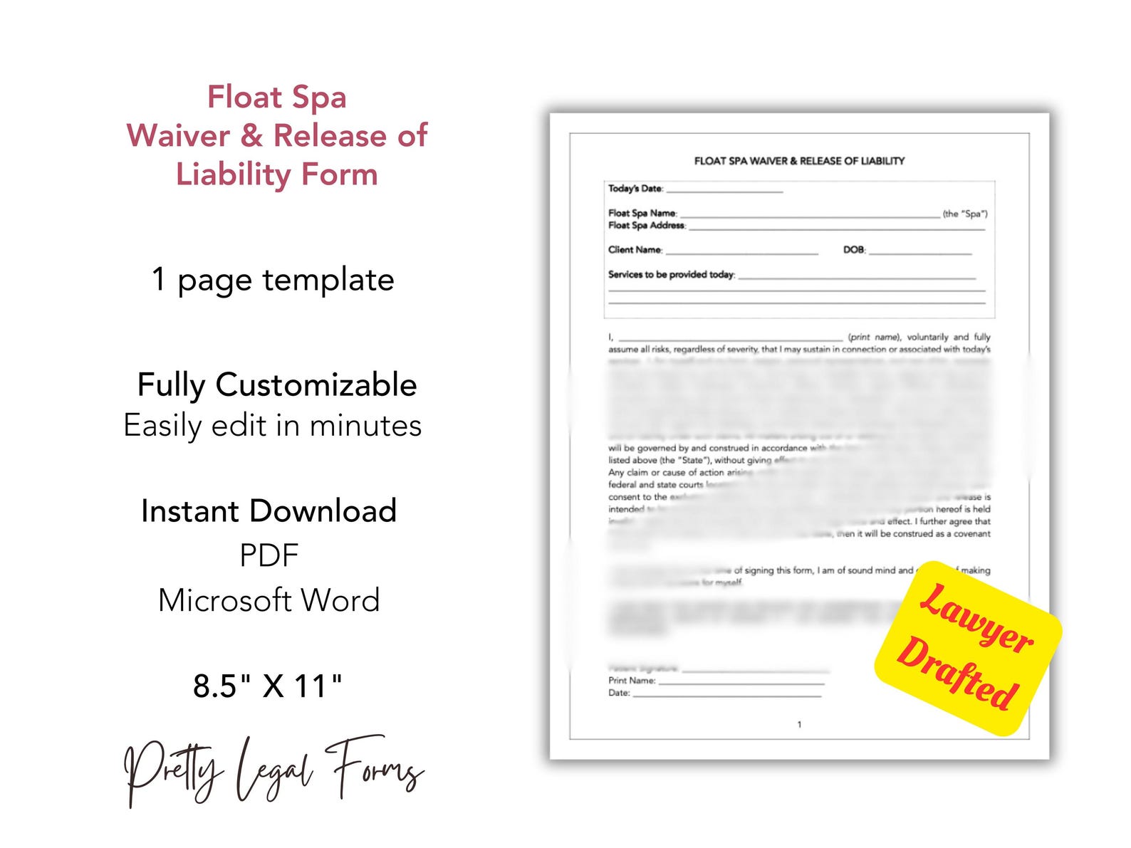 Float Spa Waiver and Release of Liability Flotation Spa Waiver Form ...