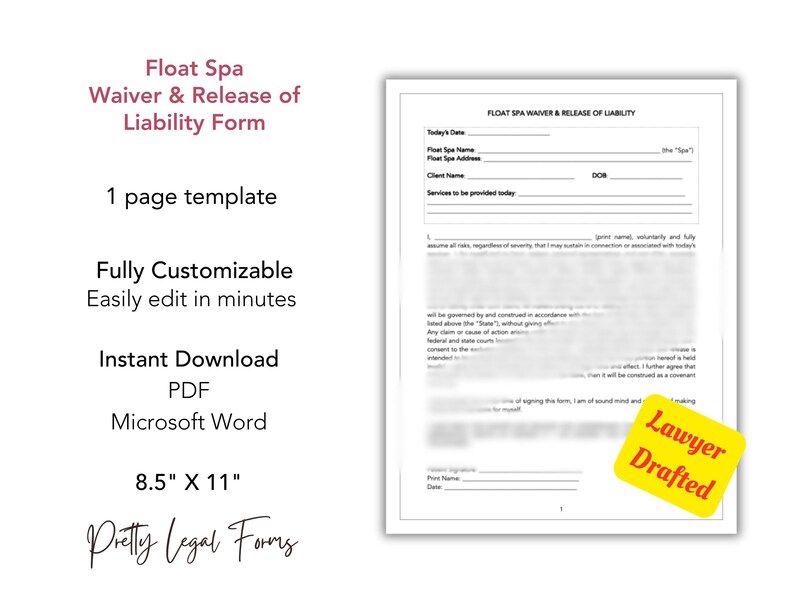 Float Spa Waiver and Release of Liability Flotation Spa Waiver Form ...
