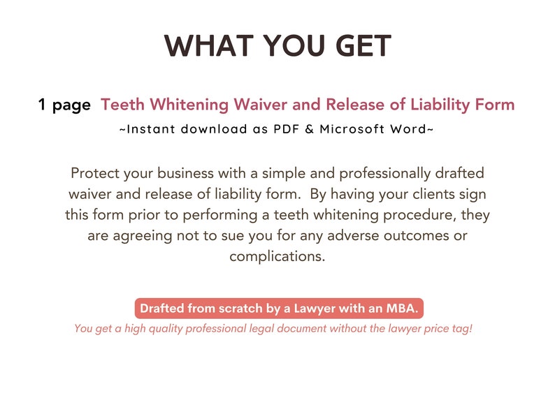 Teeth Whitening Waiver and Release of Liability Tooth Tech Waiver Form ...