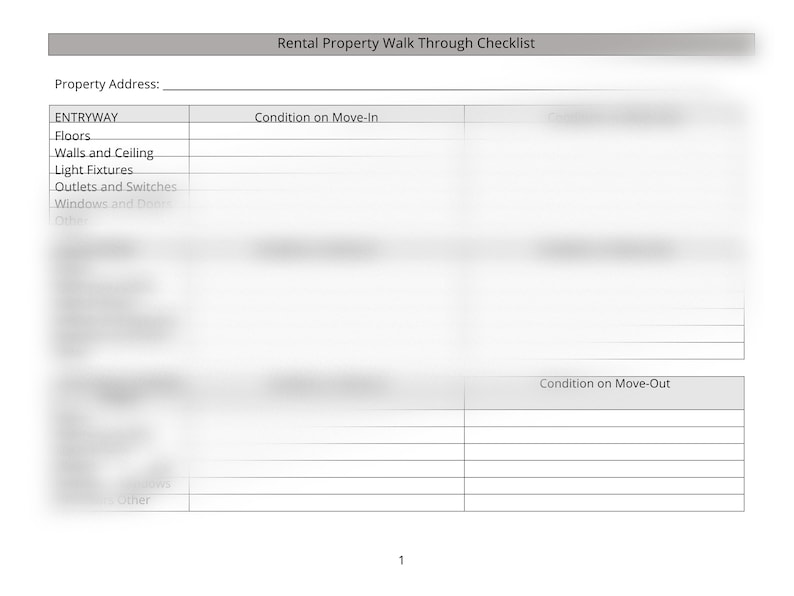 Landlord Tenant Walkthrough Checklist, Property Inspection Checklist ...