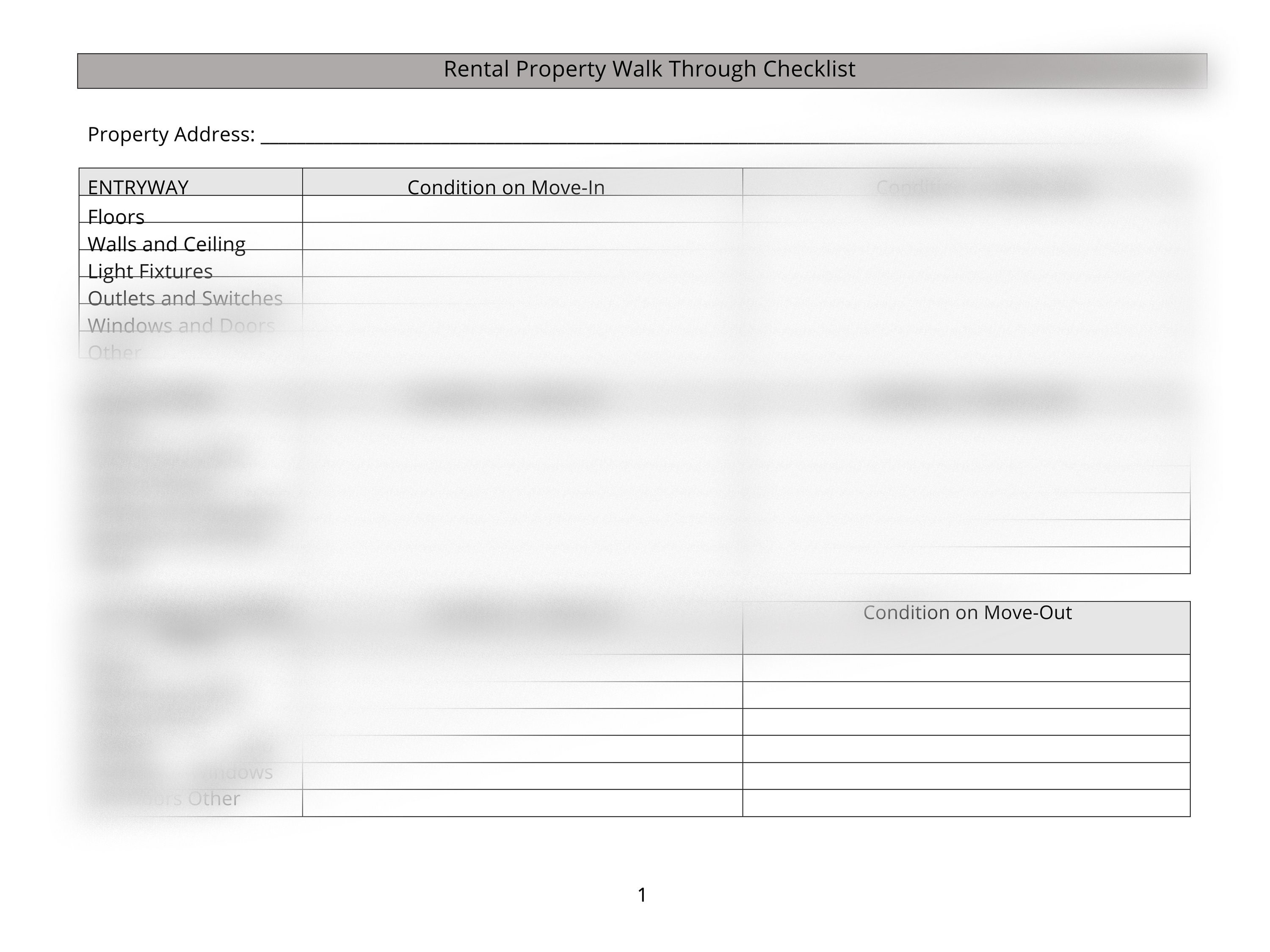 Landlord Tenant Walkthrough Checklist, Property Inspection Checklist ...