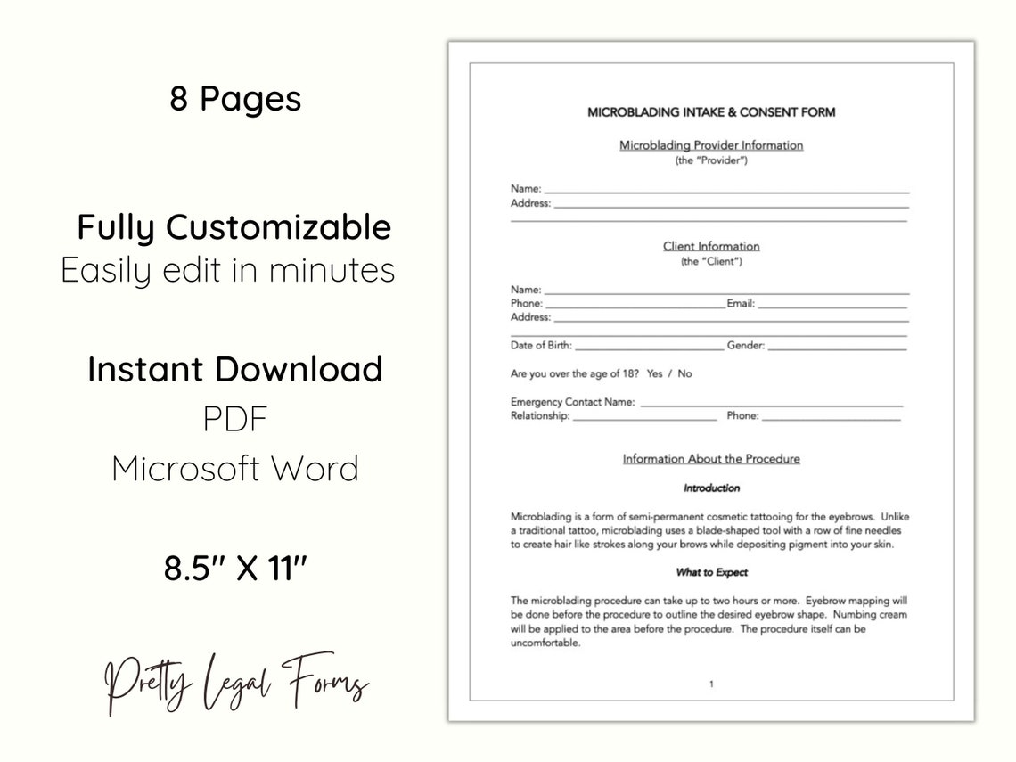 Microblading Client Intake and Consent Form Microblading Release and ...