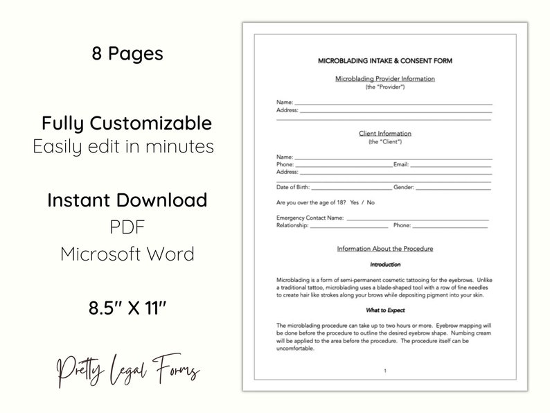 Microblading Client Intake and Consent Form Microblading Release and ...