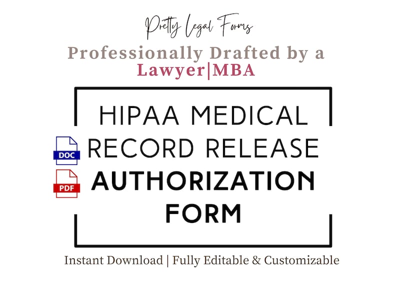 HIPAA Medical Records Release Form HIPAA Patient Consent Authorization ...
