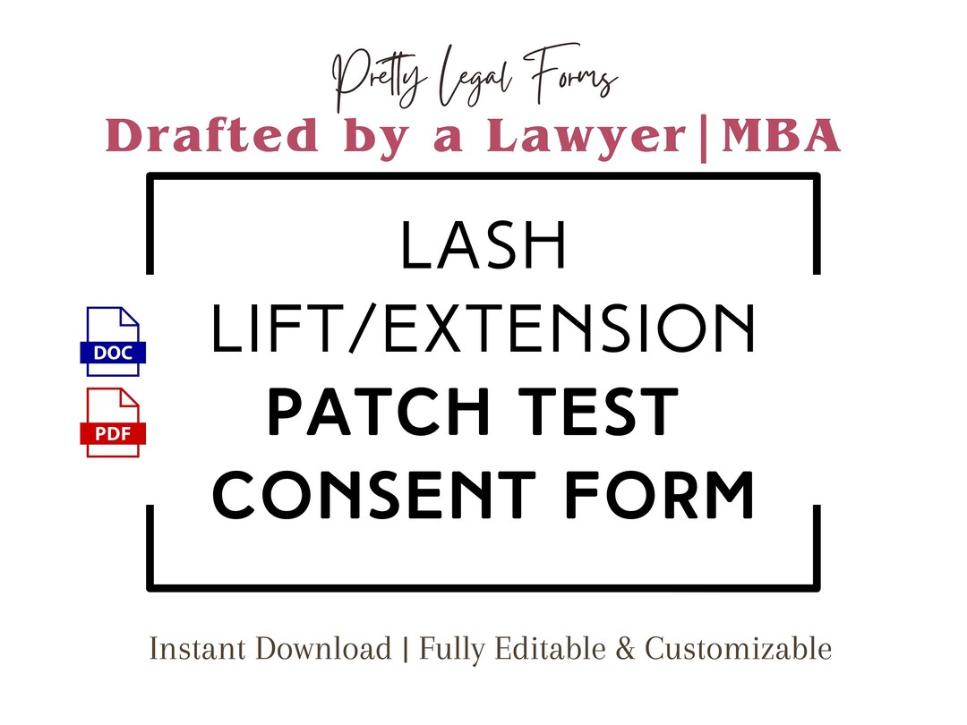 Lash Patch Test Consent Form, Lash Lift Patch Testing Consent, Eyelash ...