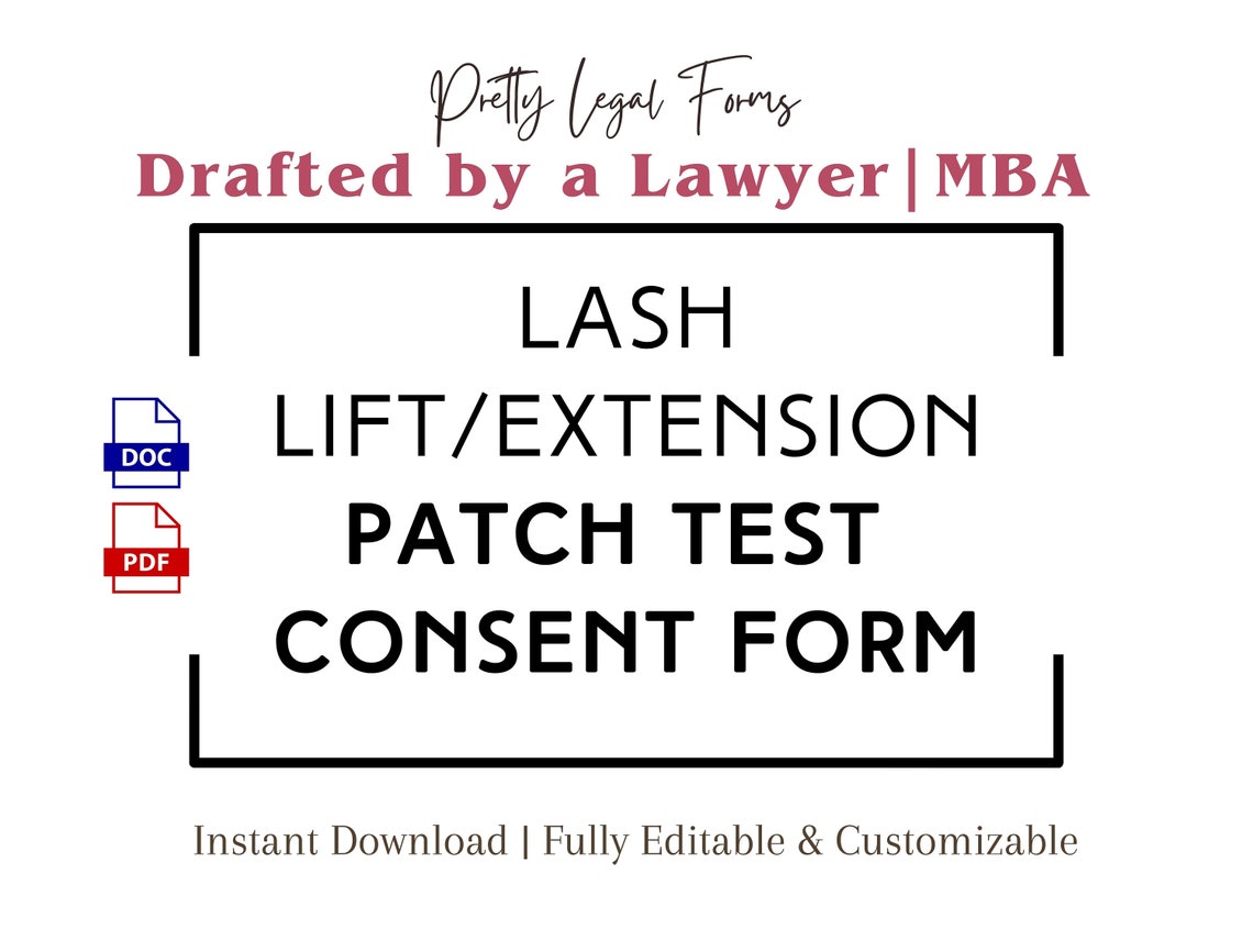 Lash Patch Test Consent Form, Lash Lift Patch Testing Consent, Eyelash ...