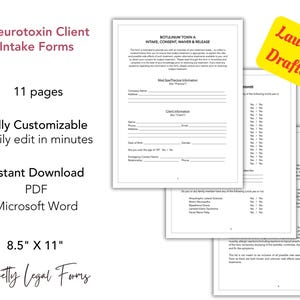 Neurotoxin Intake Forms Botox Consent Aesthetic Nurse Injector Waiver ...