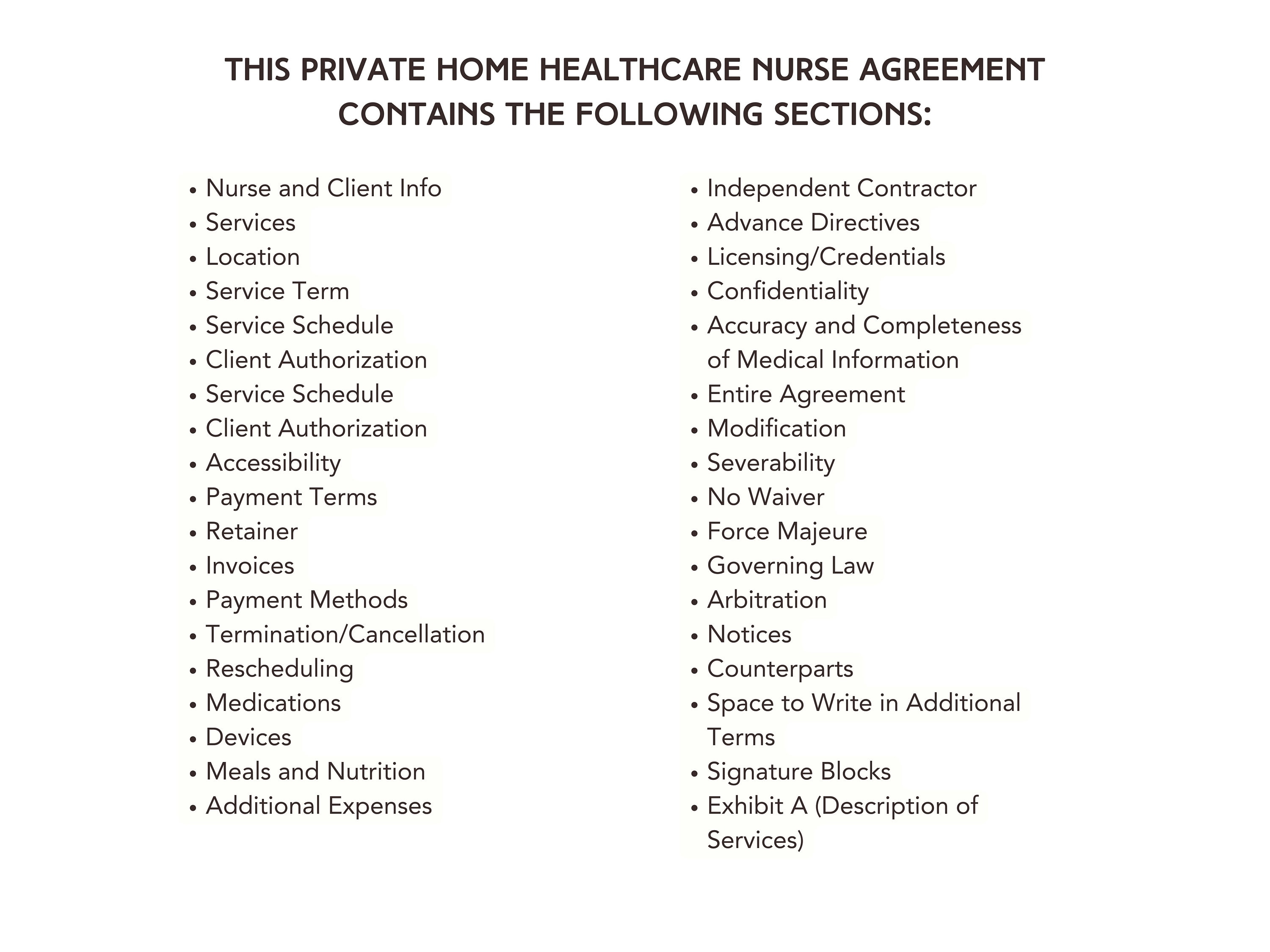 Concierge Nurse Contract Template Private Home Healthcare Nurse Client ...