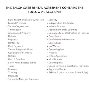 Salon Suite Lease Agreement Salon Booth Rental Contract Beauty Room Rental Hair Stylist Chair ...