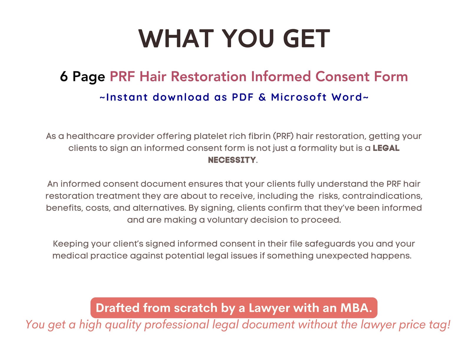 PRF Hair Restoration Consent Form Platelet Rich Fibrin Hair Injections ...