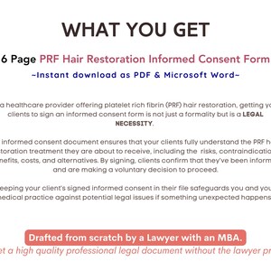 PRF Hair Restoration Consent Form Platelet Rich Fibrin Hair Injections ...