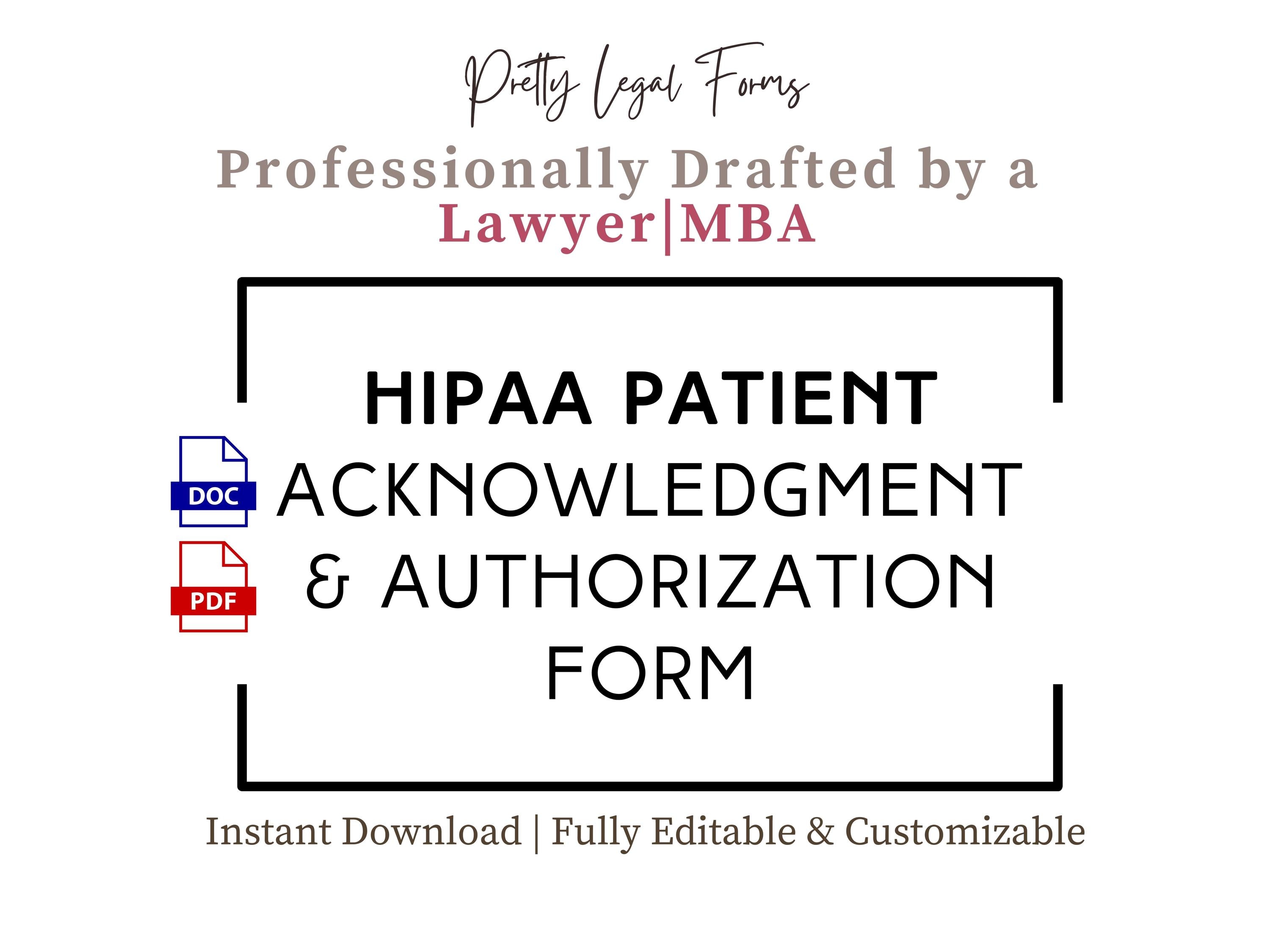 HIPAA Consent Form Template HIPAA Acknowledgment of Privacy Notice ...