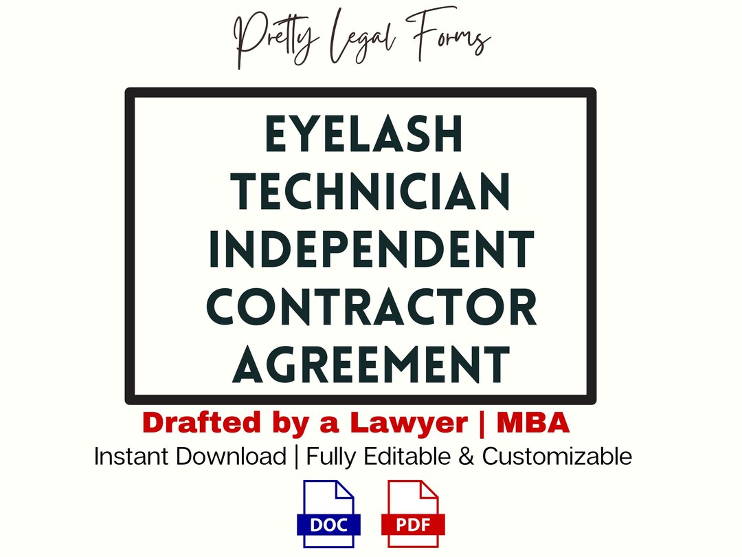 Eyelash Technician Independent Contractor Agreement 1099 Lash Artist ...