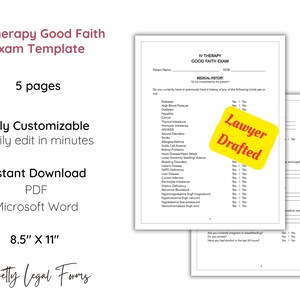 IV Therapy Good Faith Exam Template IV Drip Client Intake Form ...