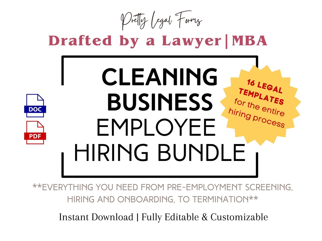 Cleaning Employee Hiring Bundle Cleaner New Hire Forms Cleaning ...