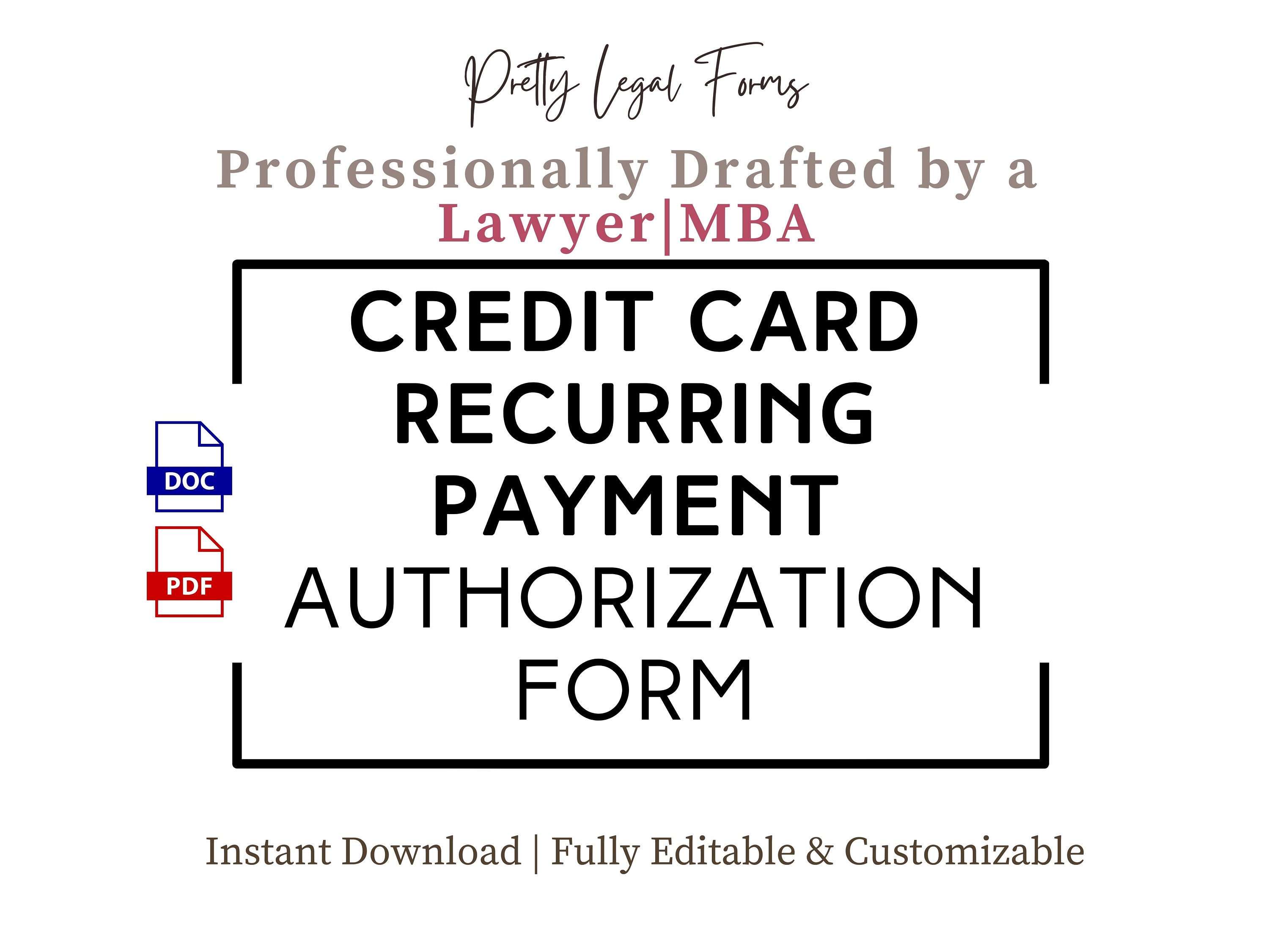 Credit Card Authorization Form Recurring Payments Automatic Payment ...