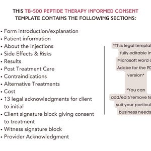 TB-500 Consent Form Peptide Therapy Informed Consent Template TB 500 ...