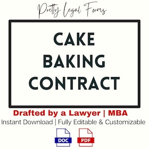 Cake Contract Template Cake Baking Agreement Wedding Cake Contract Cake ...