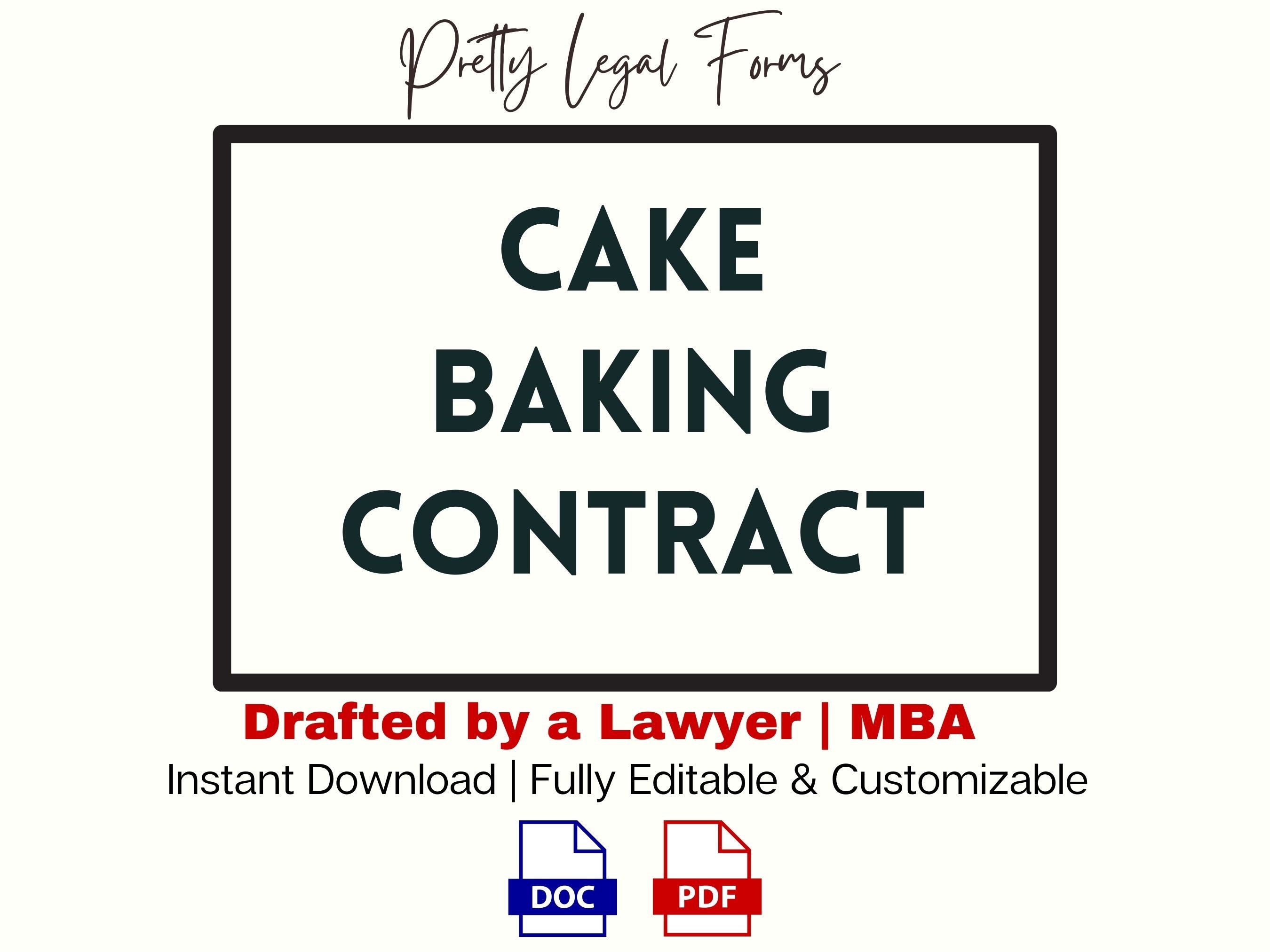 Cake Contract Template Cake Baking Agreement Wedding Cake Contract Cake ...