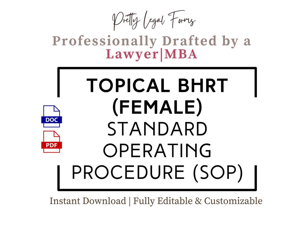 Female BHRT Topical SOP Template | Women’s Hormone Therapy Policy ...