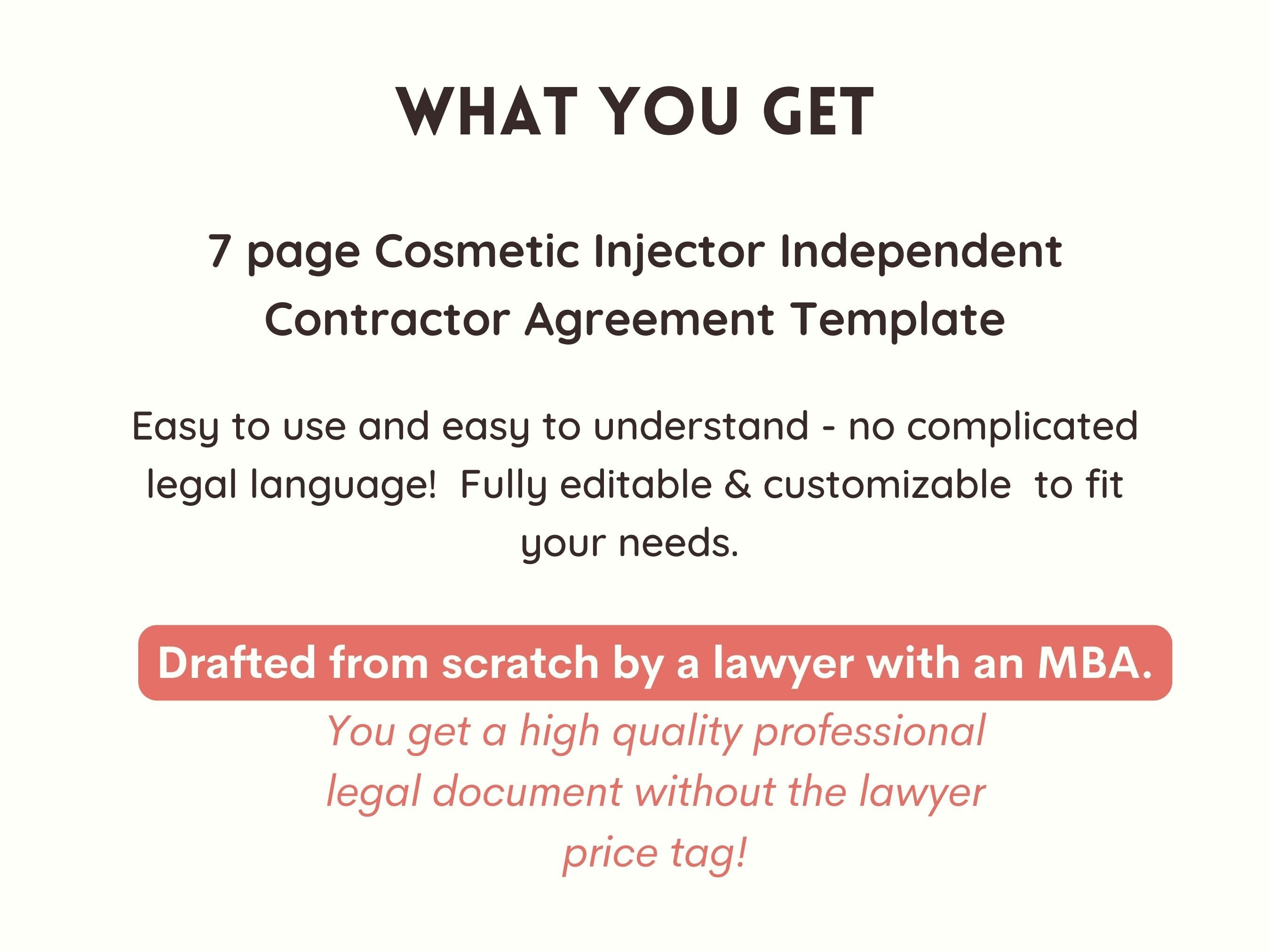 Cosmetic Injector Independent Contractor Agreement 1099 Cosmetic ...