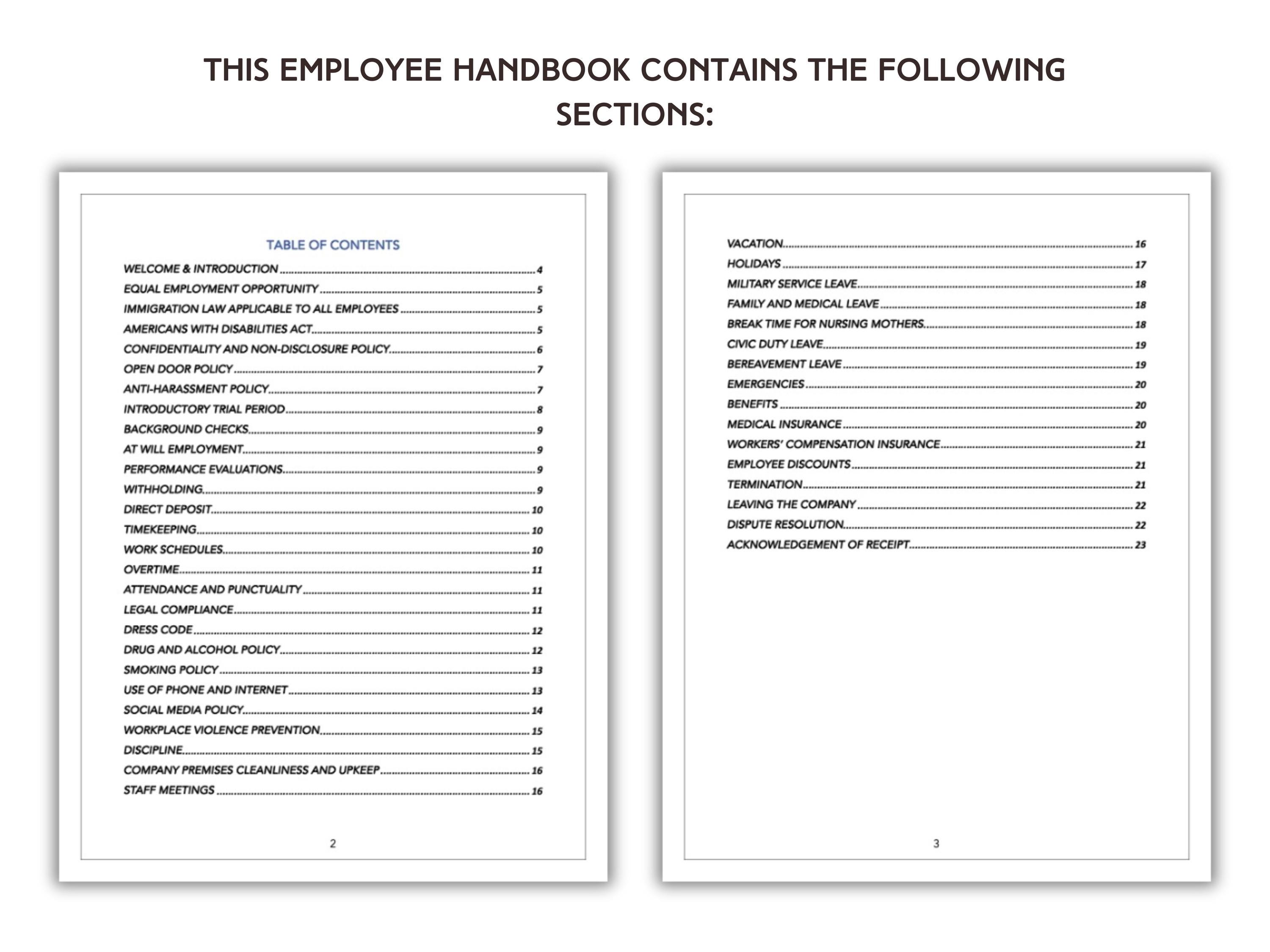 Employee Handbook Template Basic Employee Manual New Employee ...