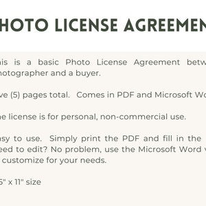 Photo License Agreement Contract Template | Digital Image License ...