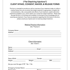 Fat Dissolving Shots Client Intake Forms PCDC Lipolysis Injections ...