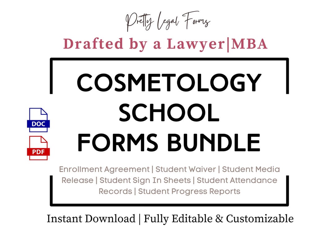 Cosmetology School Forms Bundle Beauty School Enrollment Agreement ...