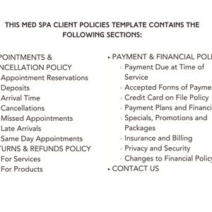 Medical Spa Policy Bundle, Med Spa Client Policies, Medical Spa ...