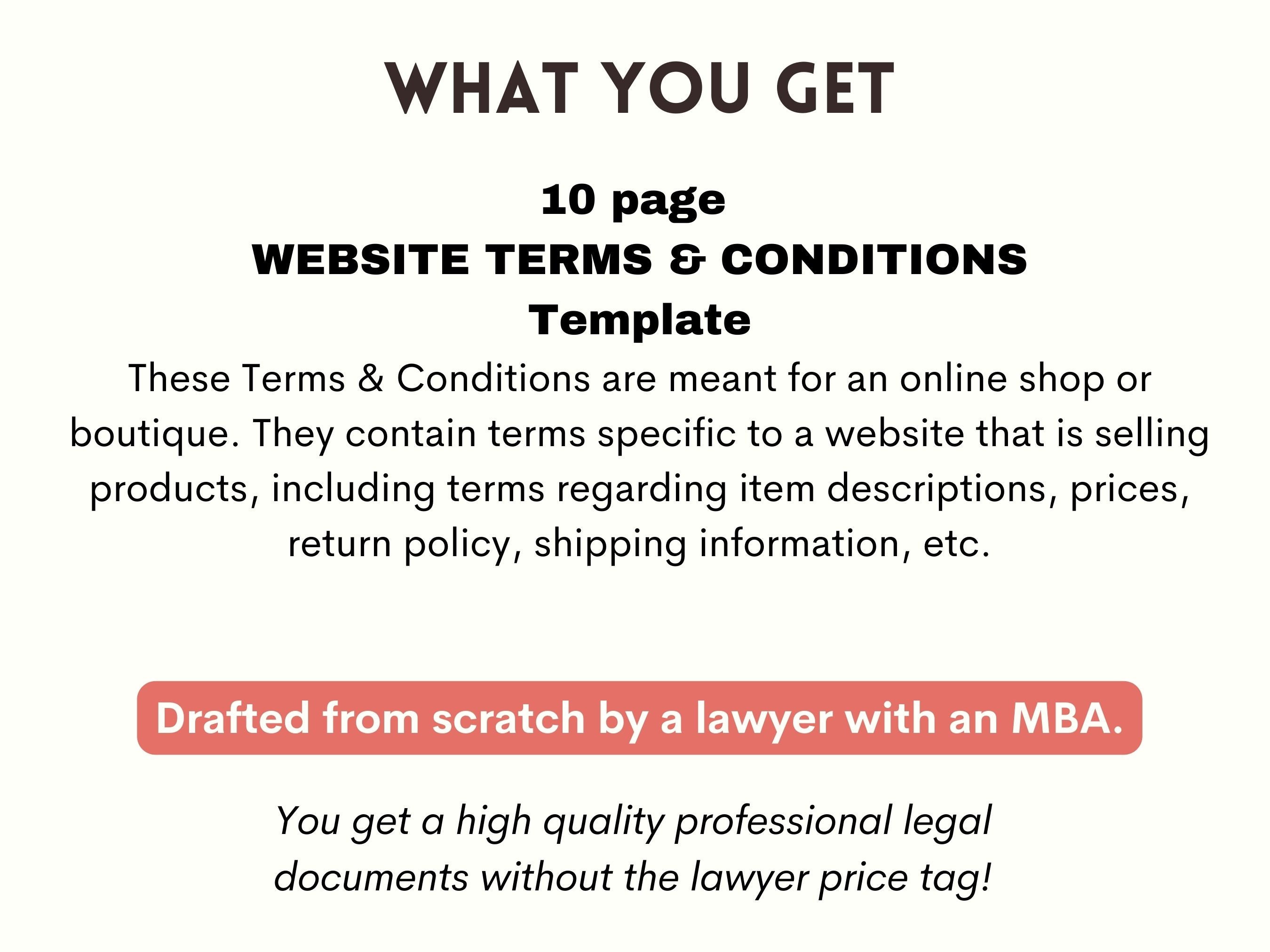 Website Terms and Conditions Template Online Terms of Use Website ...
