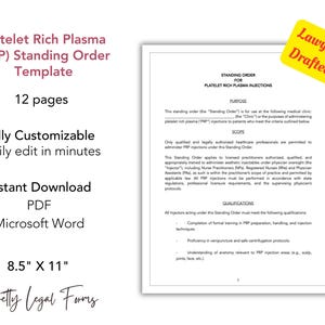 PRP Standing Order Template Platelet Rich Plasma SOP Medical Spa ...