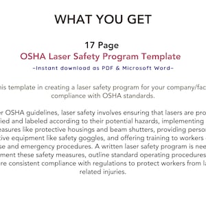 Laser Safety Program Template OSHA Compliance Medical Spa Safety Policy ...