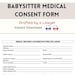 Babysitter Medical Consent Form for Minor Child | Nanny Medical Consent ...