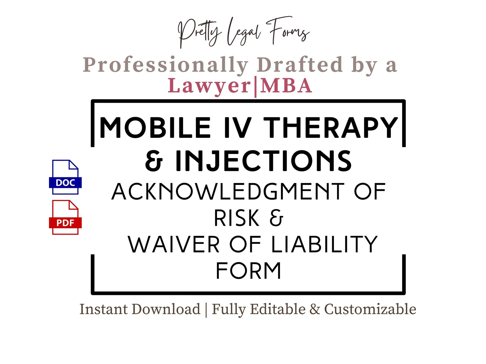 Mobile IV Therapy Acknowledgement of Risks Vitamin Injection Waiver IV ...