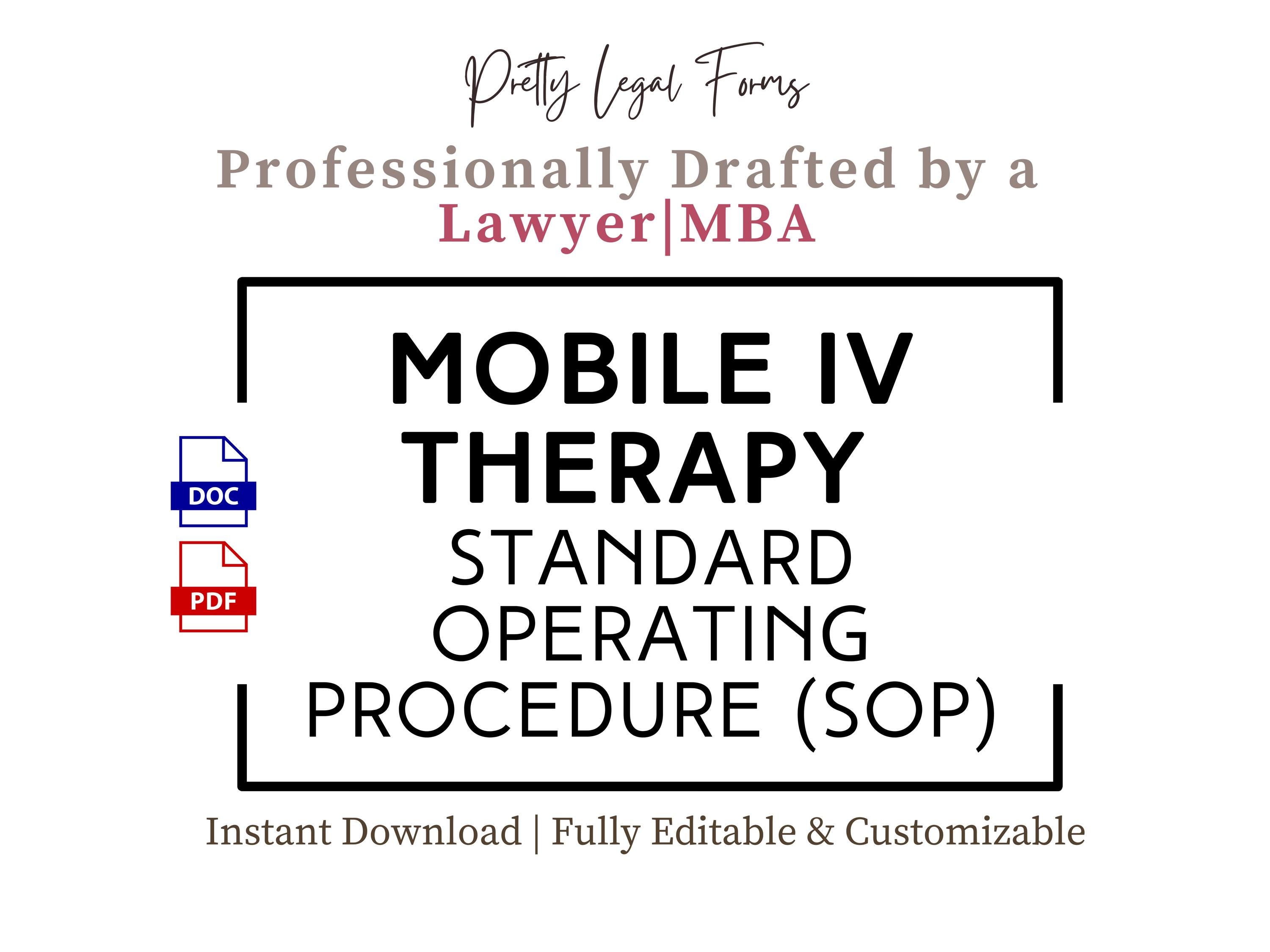 Mobile IV Therapy Protocol Mobile IV Vitamin Infusion SOP Template Iv ...