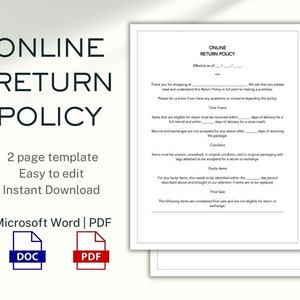 Online Return Policy Template, Return and Refund Policy for Online E ...