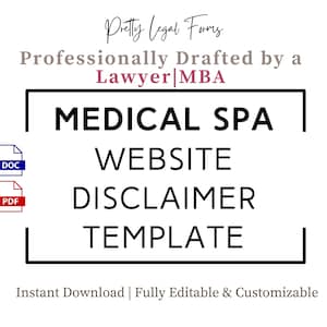 Med Spa Website Disclaimer Template, Legal Disclaimer for Medical Spa ...
