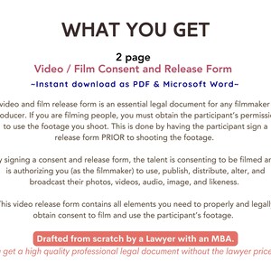 Film Release, Talent Release Form Video Production Consent Template ...