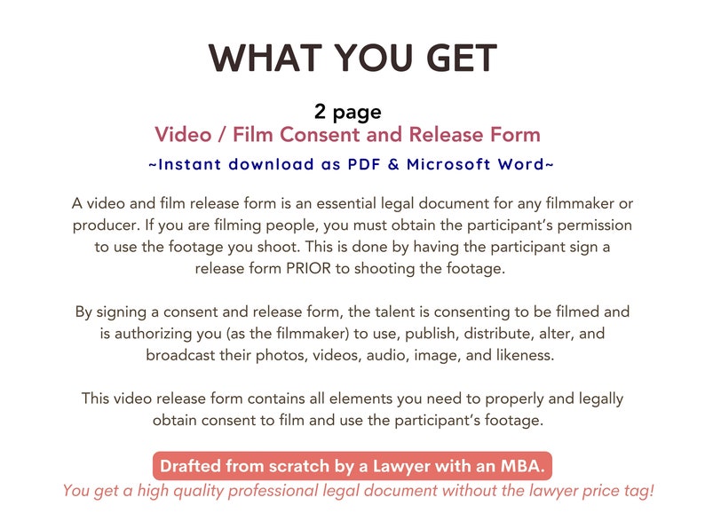 Film Release, Talent Release Form Video Production Consent Template ...