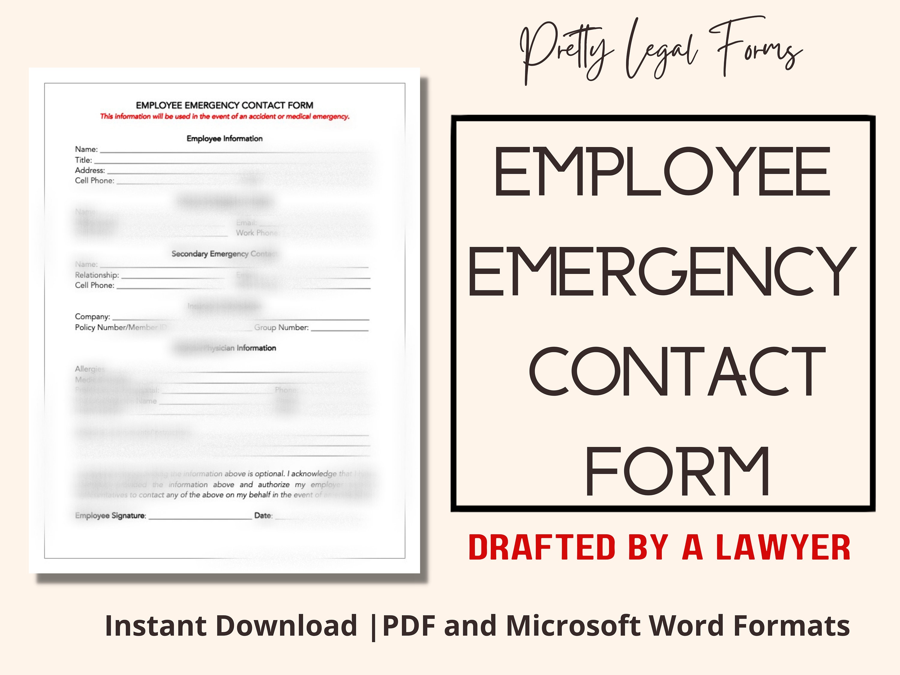 Employee Emergency Contact Form, Onboarding New Employee Emergency ...
