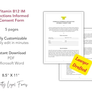 Vitamin B12 Shot Consent Form B-12 IM Injection Informed Consent ...
