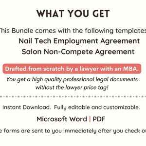 Nail Salon Employee Contract and Non Compete Agreement Template BUNDLE ...