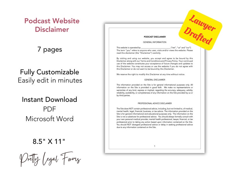 Podcast Disclaimer Template, Disclaimer for Podcaster Website ...