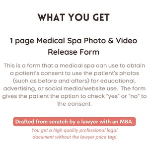 Med Spa Photo Video Release, Medical Spa Photo and Video Consent ...