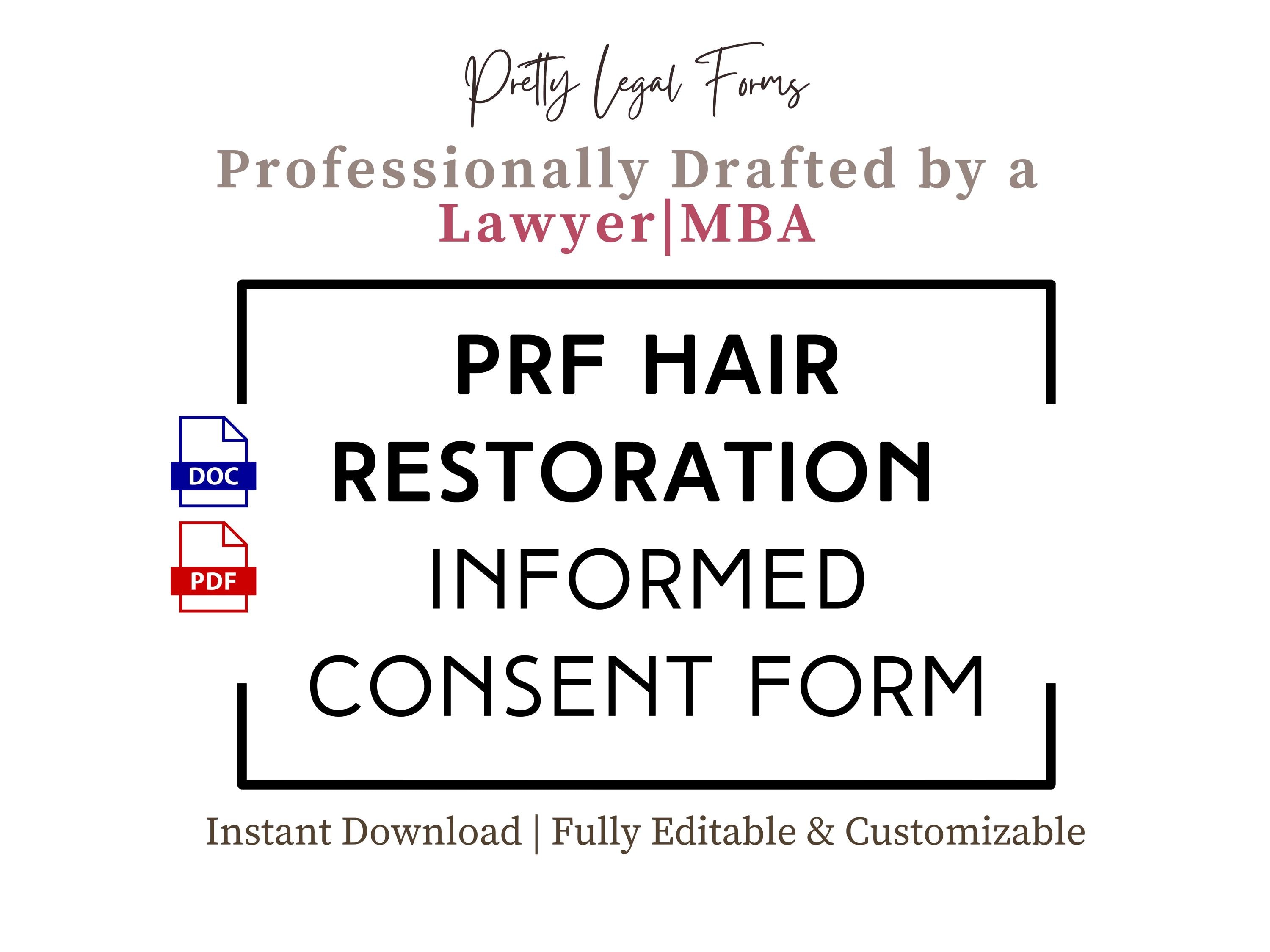 PRF Hair Restoration Consent Form Platelet Rich Fibrin Hair Injections ...