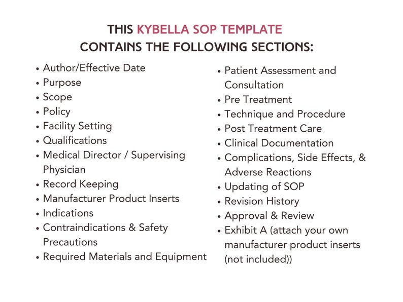 Kybella SOP Template | Deoxycholic Acid Injection Policy and Procedure ...