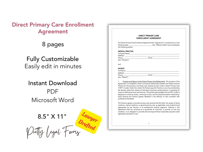 Direct Primary Care Enrollment Agreement Template | DPC Membership ...
